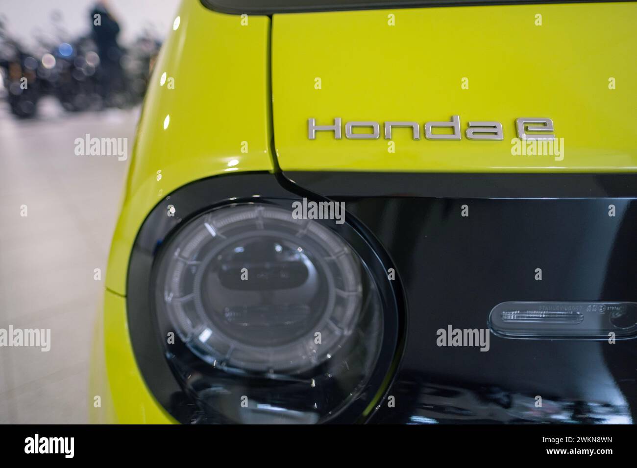 yellow Honda e Electric Car, electric subcompact ev Japanese manufacturer Honda Motor Co ...