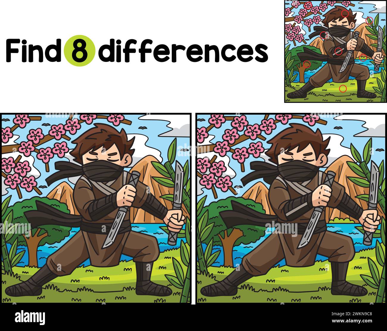 Ninja with Ninjato Find The Differences Stock Vector Image & Art - Alamy