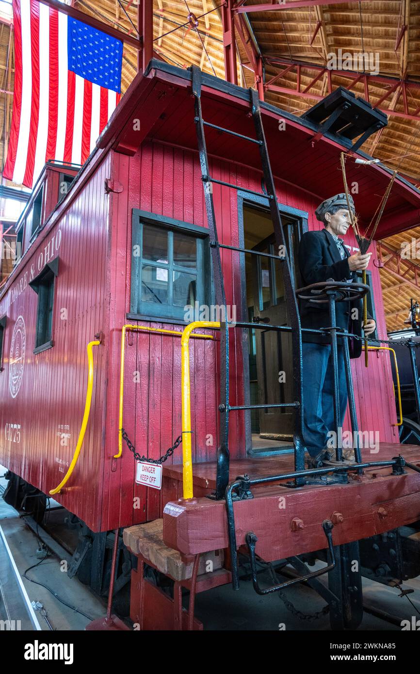conductor model on a B&O Caboose for freight train crew at the B&O ...