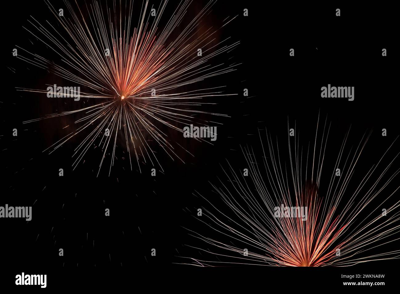 White, orange and red fireworks in night sky Stock Photo - Alamy