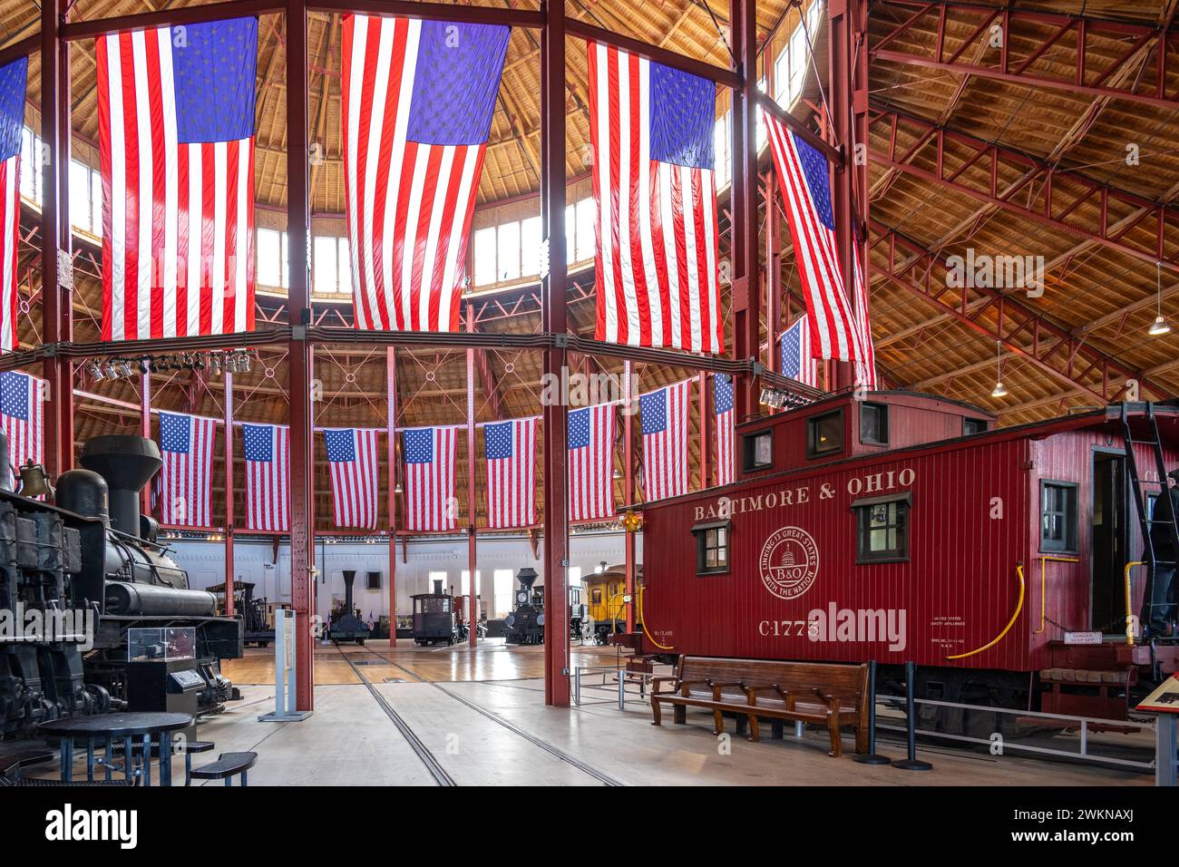 The Roundhouse at the B&O Railroad Musuem in Baltimore with historic B ...