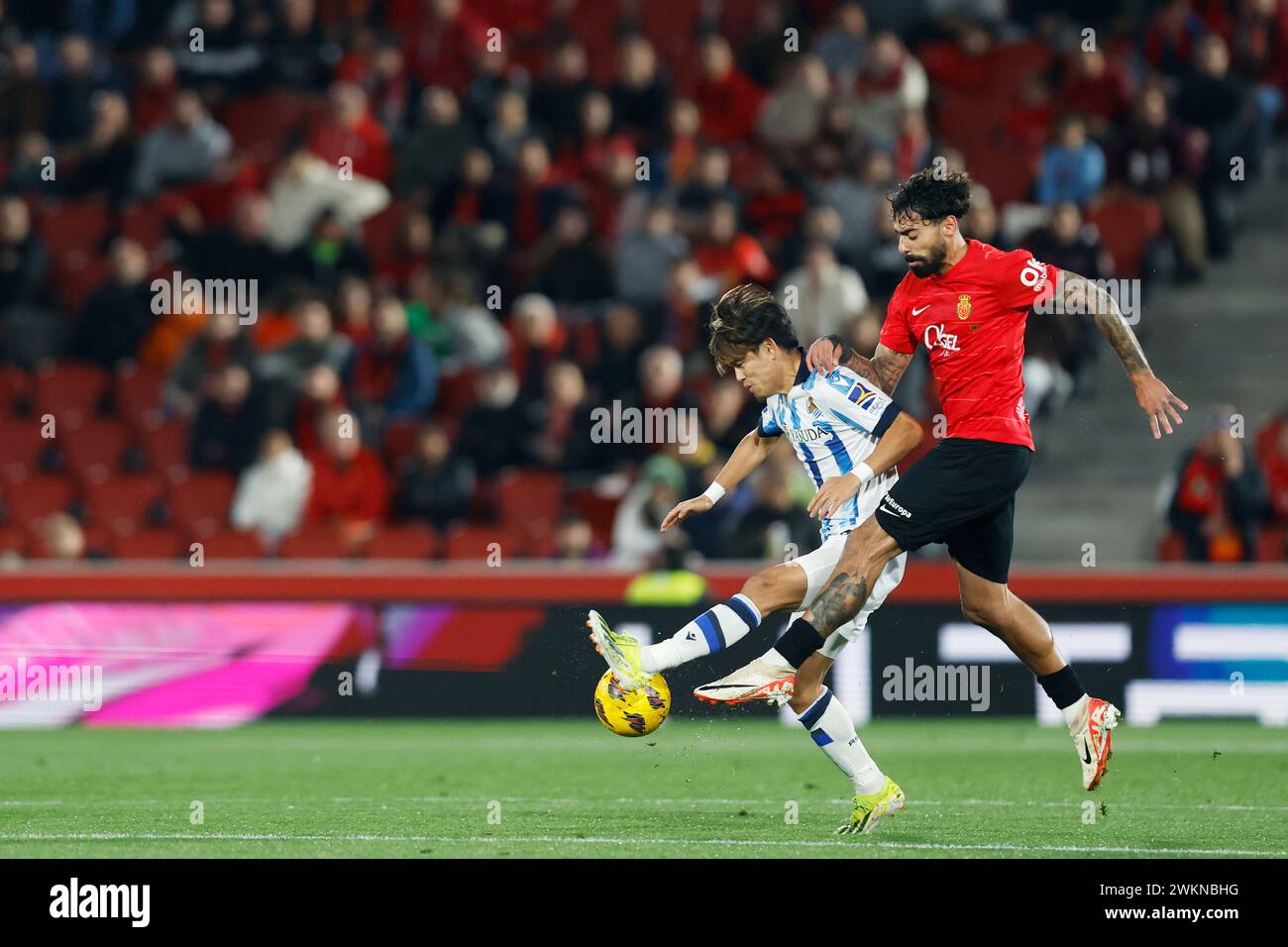 Palma de Mallorca, Spain. Credit: D. 18th Feb, 2024. Takefusa Kubo (Sociedad), Samu Costa ...