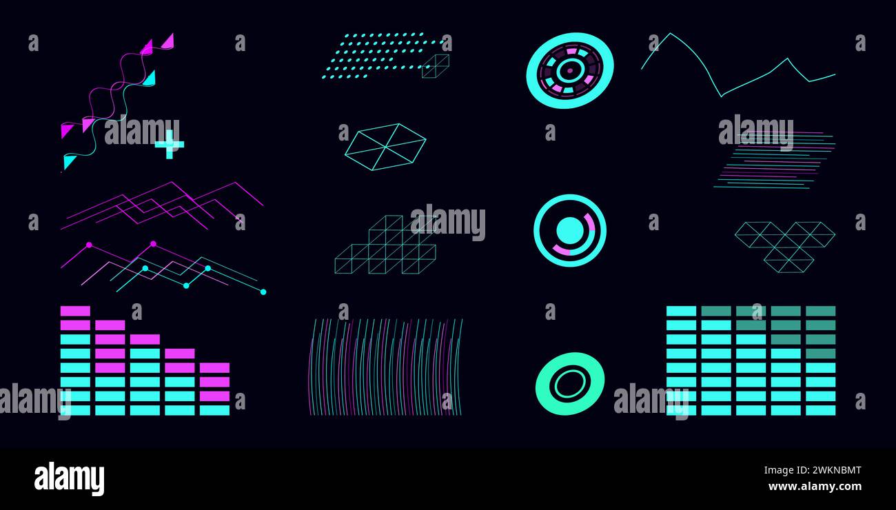 Tech template in cyberpunk style geometric shape. Design social ...