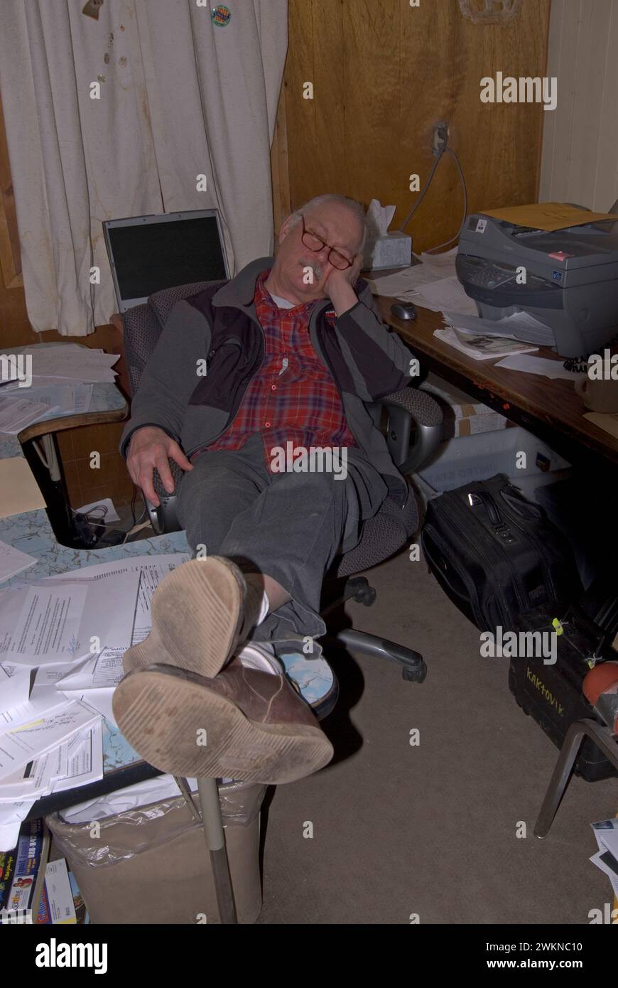 Famous Alaska hall of fame pilot Walt Audi sleeping at the Waldo Arms ...