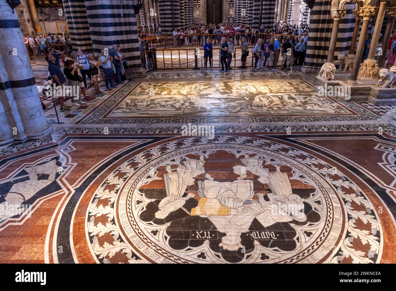 The floor in the Duomo in Siena Italy is a mosaic of 59 etched and ...