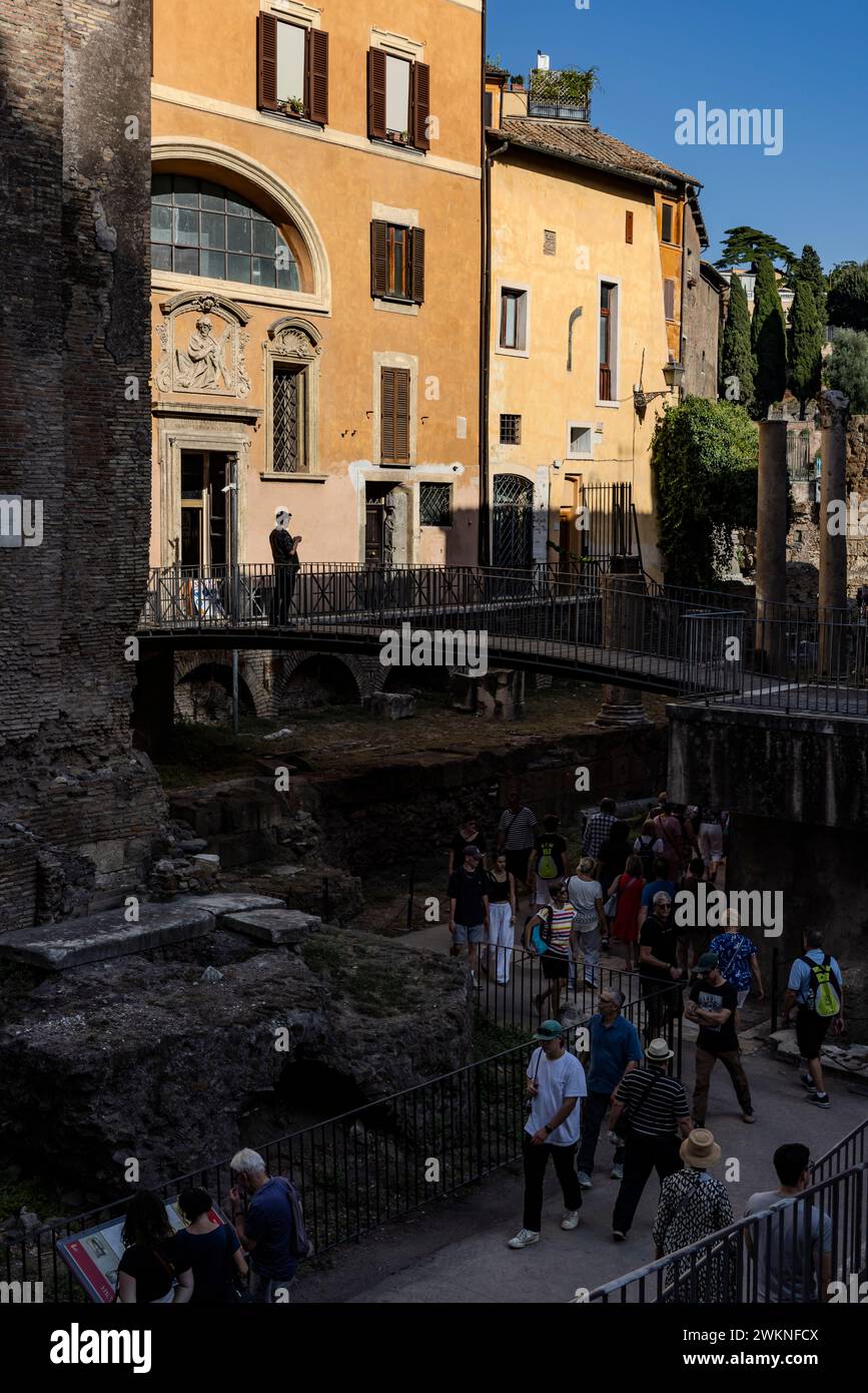 The ruins of the Roman Temple of Portico D'Ottavia in the historic ...