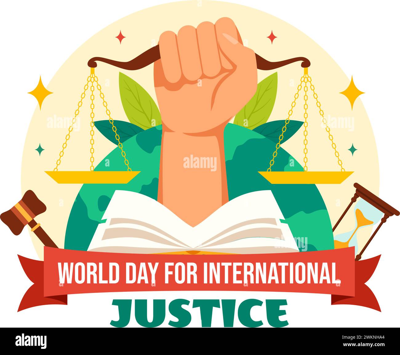 World Day of Social Justice Vector Illustration with Scales or Hammer ...