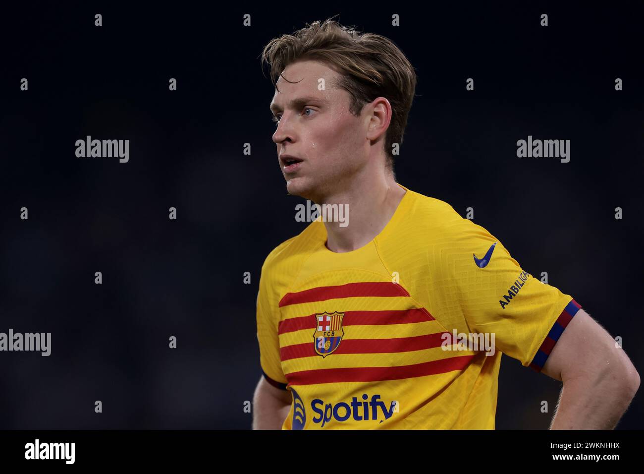 Naples, Italy. 21st Feb, 2024. Frankie de Jong of FC Barcelona looks on during the UEFA ...