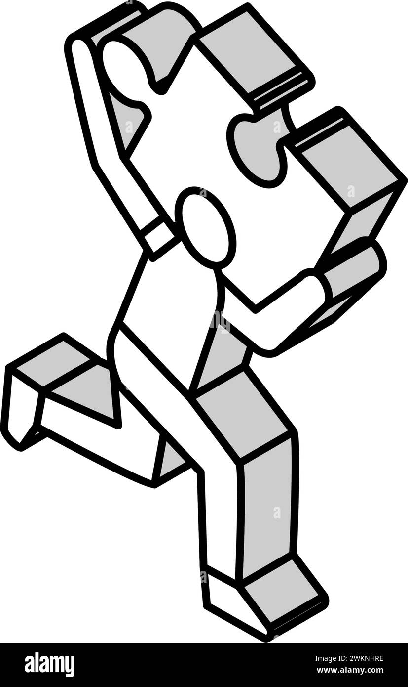human puzzle jigsaw isometric icon vector illustration Stock Vector ...