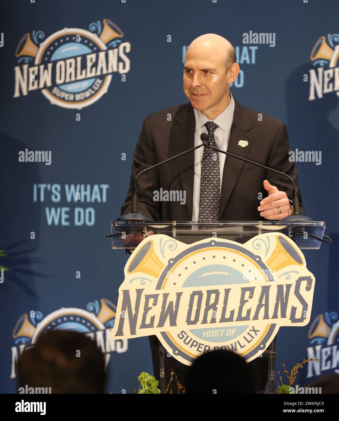 New Orleans, USA. 21st Feb, 2024. Drew Marsh (Chairman of the Board, CEO Entergy) speak during ...