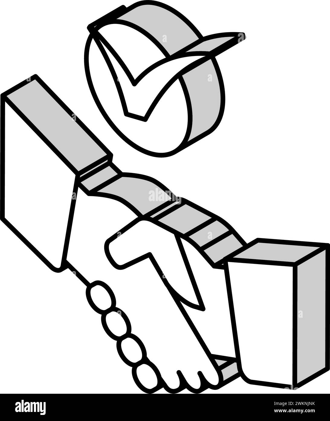 handshake check mark isometric icon vector illustration Stock Vector ...