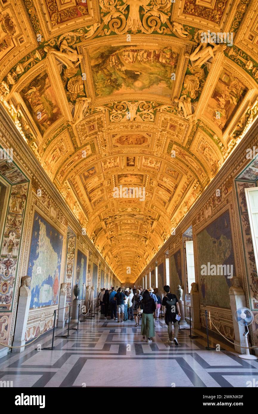 Forty 16th-century topographical maps of Italy line this long corrider ...