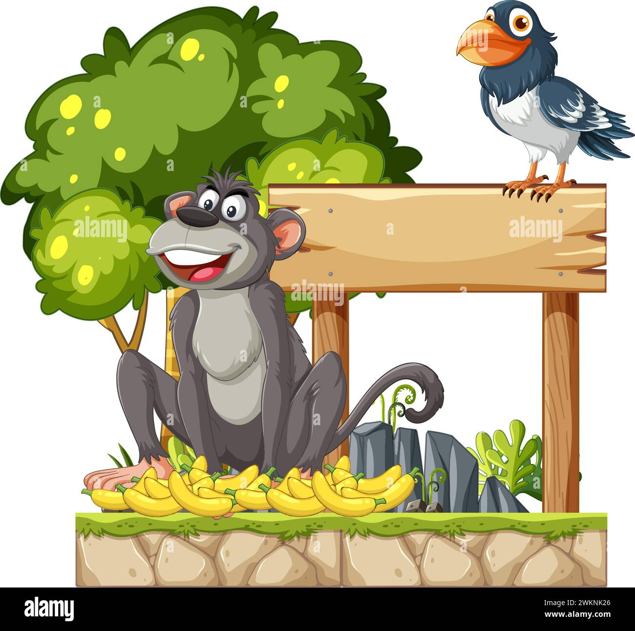 Monkey sitting bird Stock Vector Images - Alamy