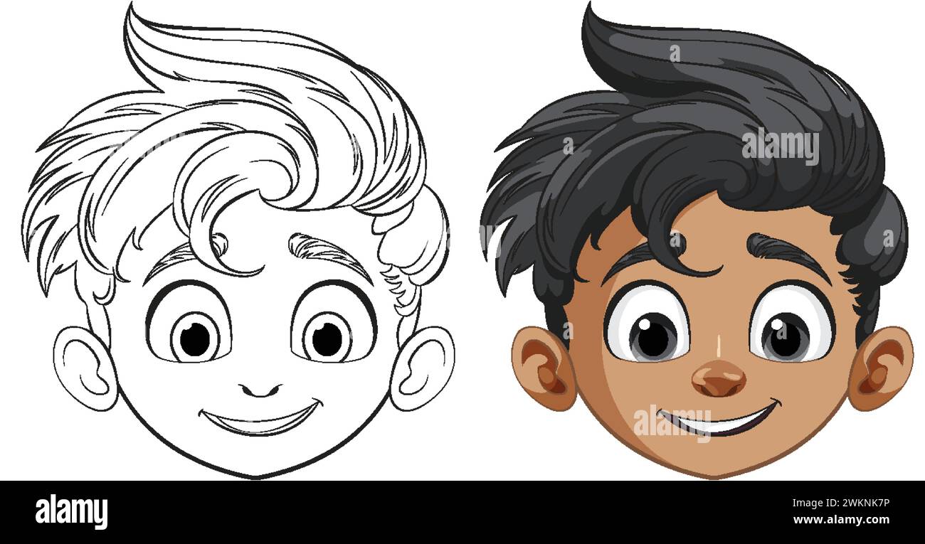 Two smiling cartoon boys with stylish haircuts Stock Vector Image & Art ...
