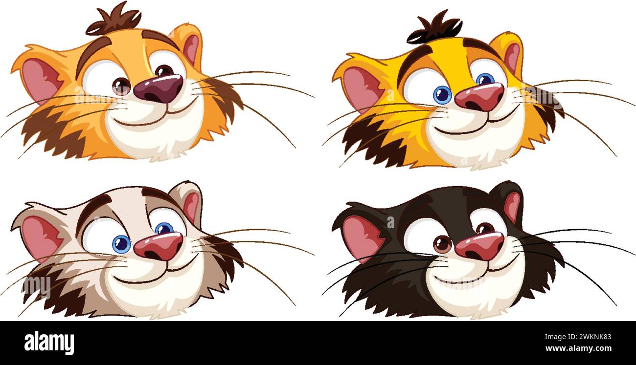 Four cartoon faces showing hi-res stock photography and images - Alamy