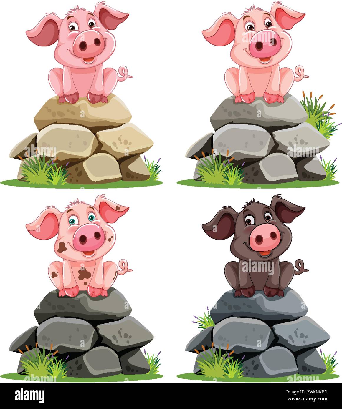 Playful pigs vector vectors hi-res stock photography and images - Alamy