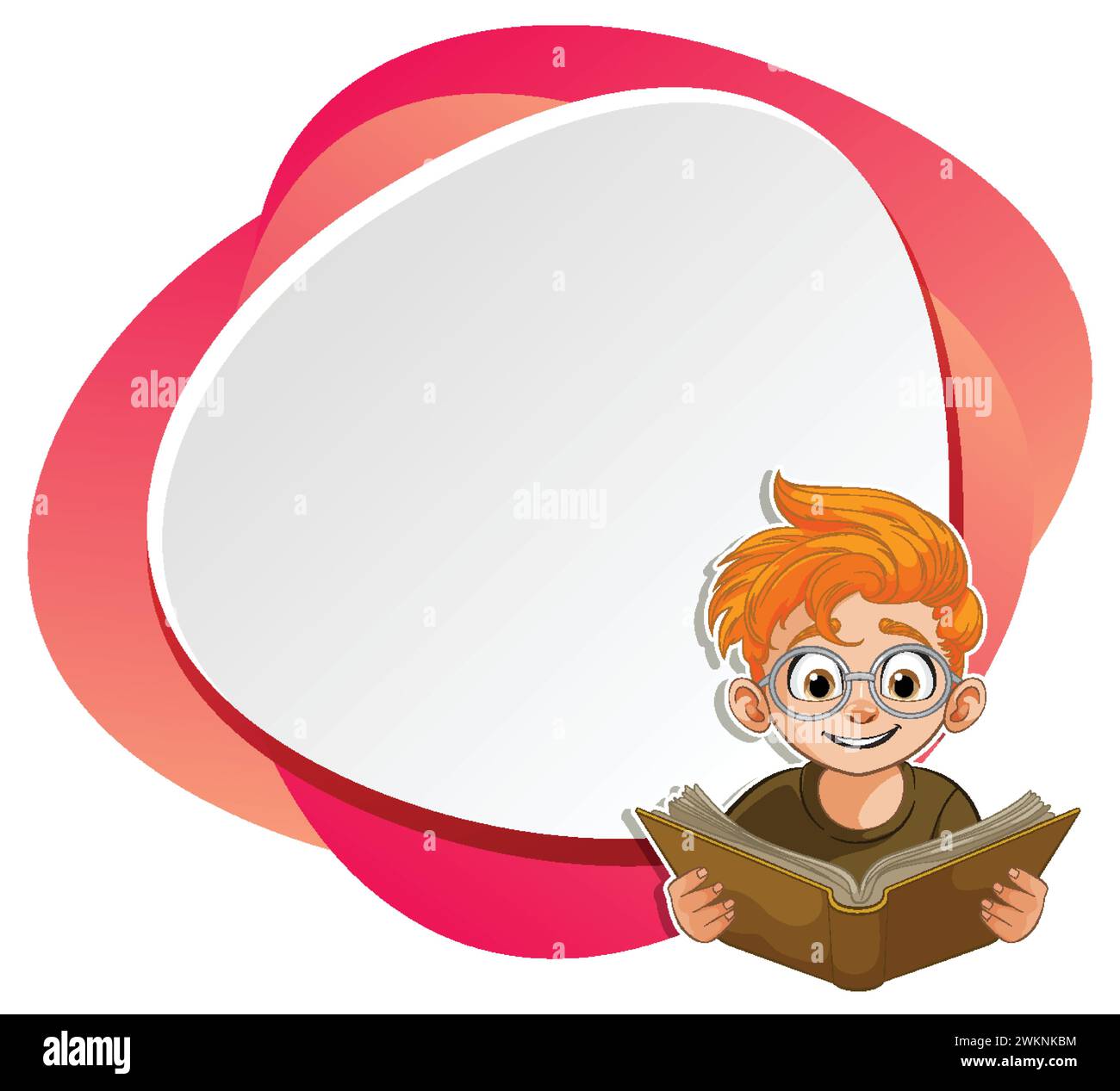 Cartoon boy reading a book with empty speech bubble Stock Vector Image ...