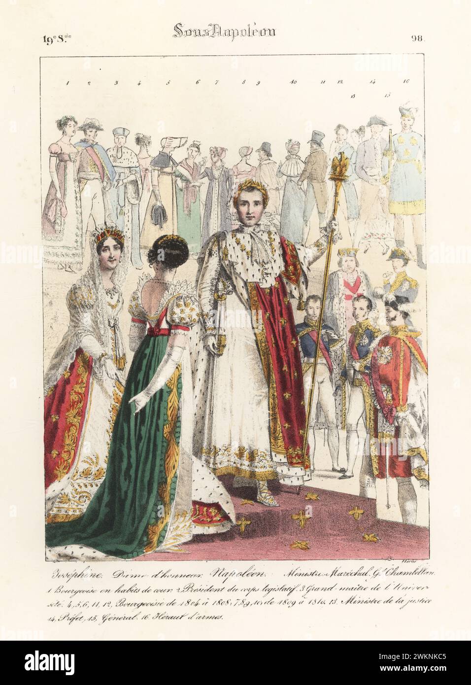 Napoleon and Josephine in ceremonial robes for their coronation, with ...