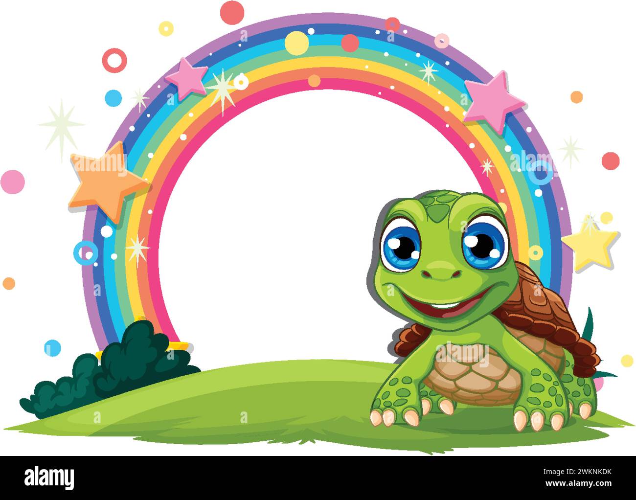 Cheerful and playful cartoon turtle illustration with a cute Stock ...