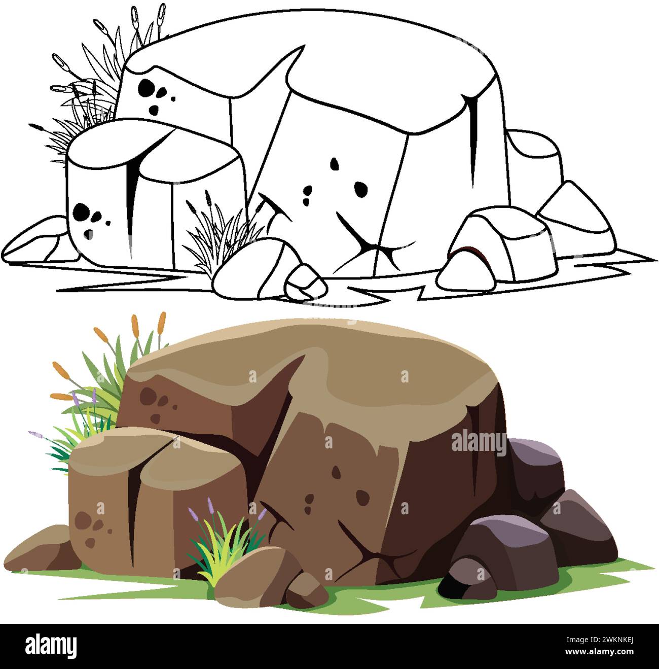 Animated rocks with faces in a natural setting Stock Vector Image & Art ...