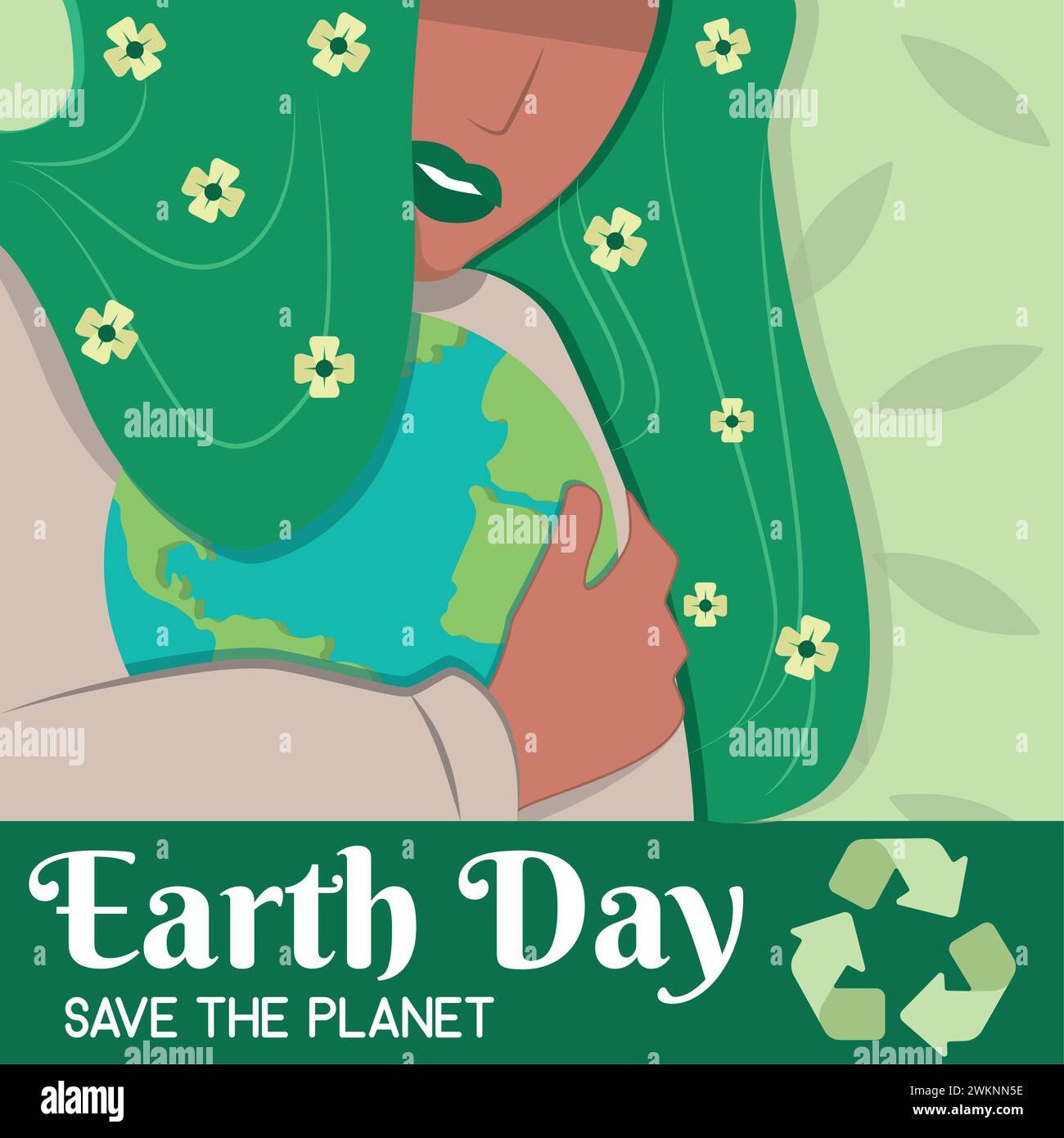 Girl character hugging planet Earth Earth day poster Vector Stock ...