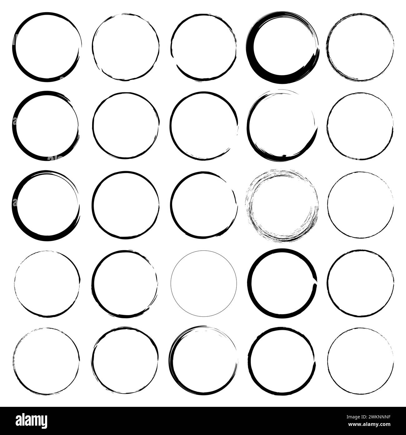 Black and white circles form a dynamic texture. Grunge brush strokes ...