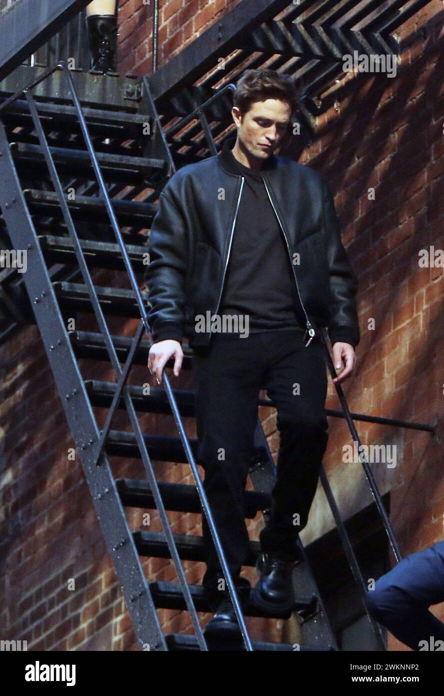 New Yorkk, NY, USA. 21st Feb, 2024. Robert Pattinson seen shooting a ...
