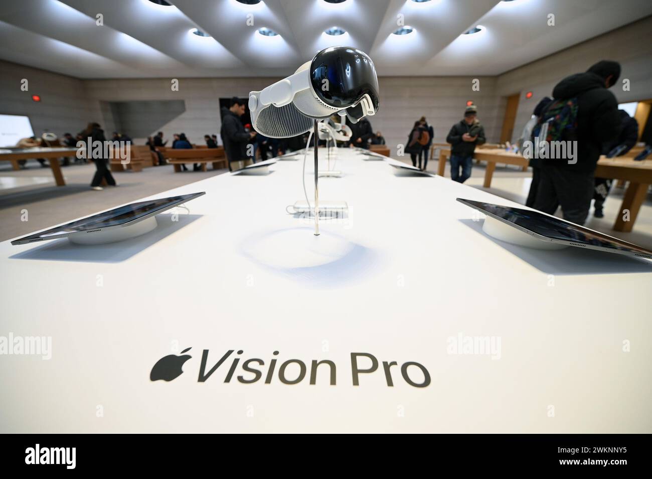New York, USA. 21st Feb, 2024. A view of the Apple Vision Pro virtual ...
