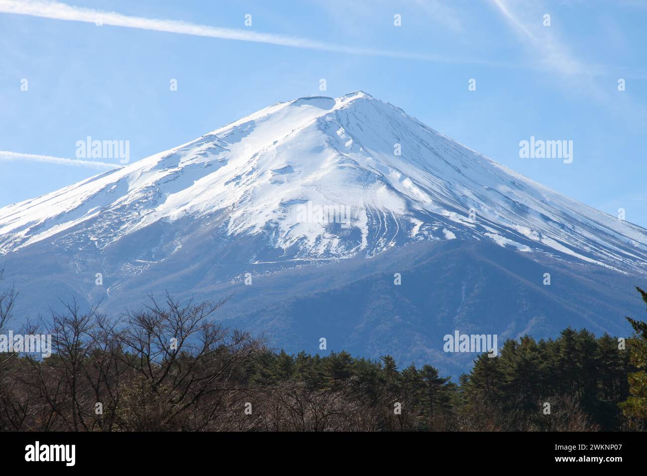 Mt. Fuji or Mount Fuji with it's peak all covered in snow Stock Photo ...