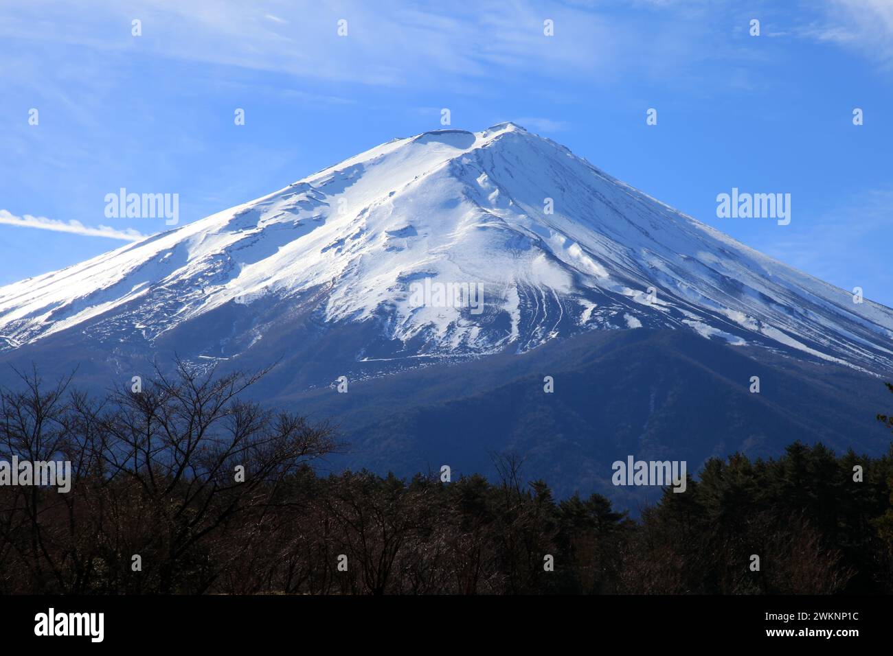 Mt. Fuji or Mount Fuji with it's peak all covered in snow Stock Photo ...