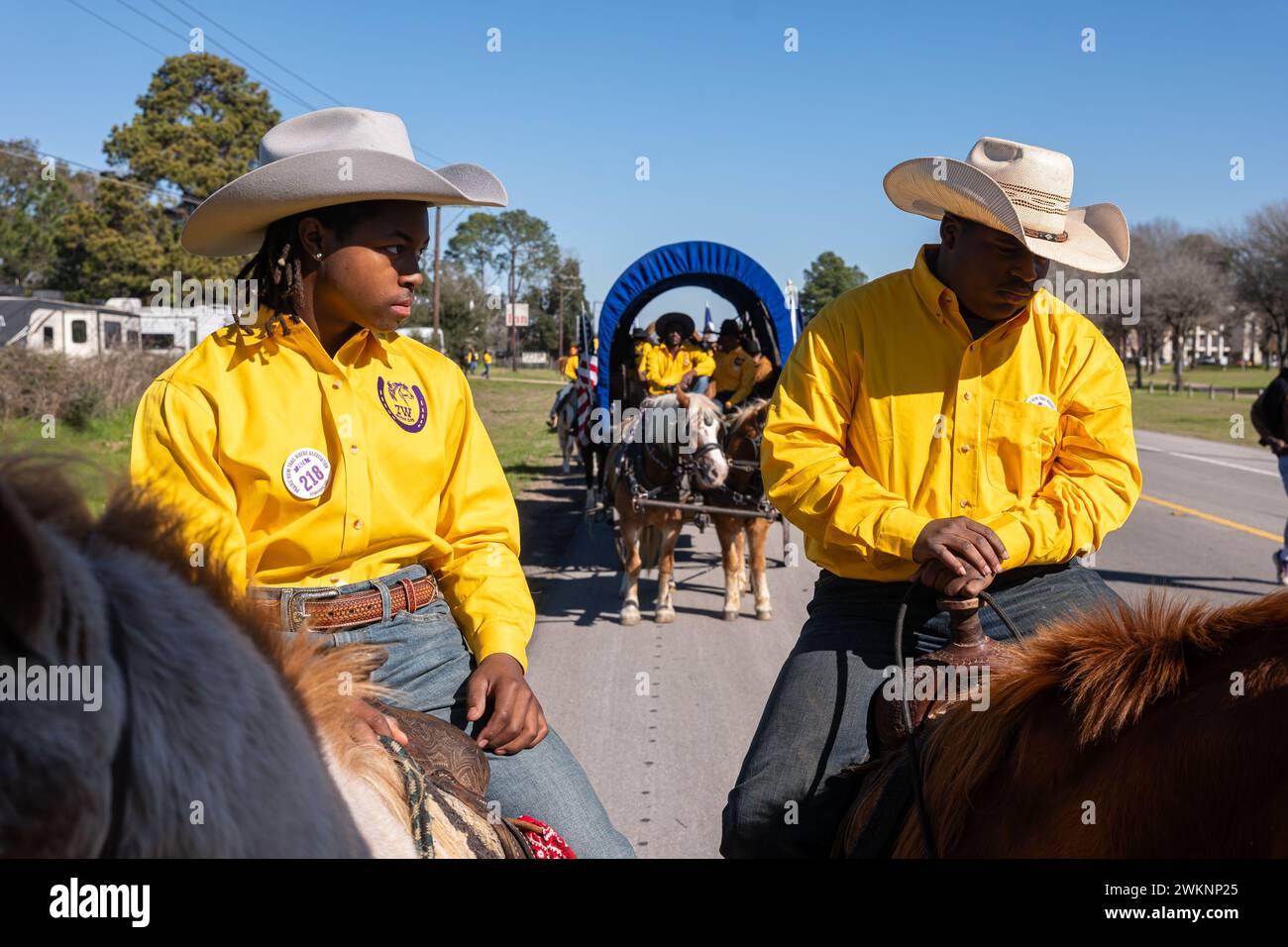 Prairie View, Texas, USA. 19th Feb, 2024. MAJOR WILSON, 15, left and ...
