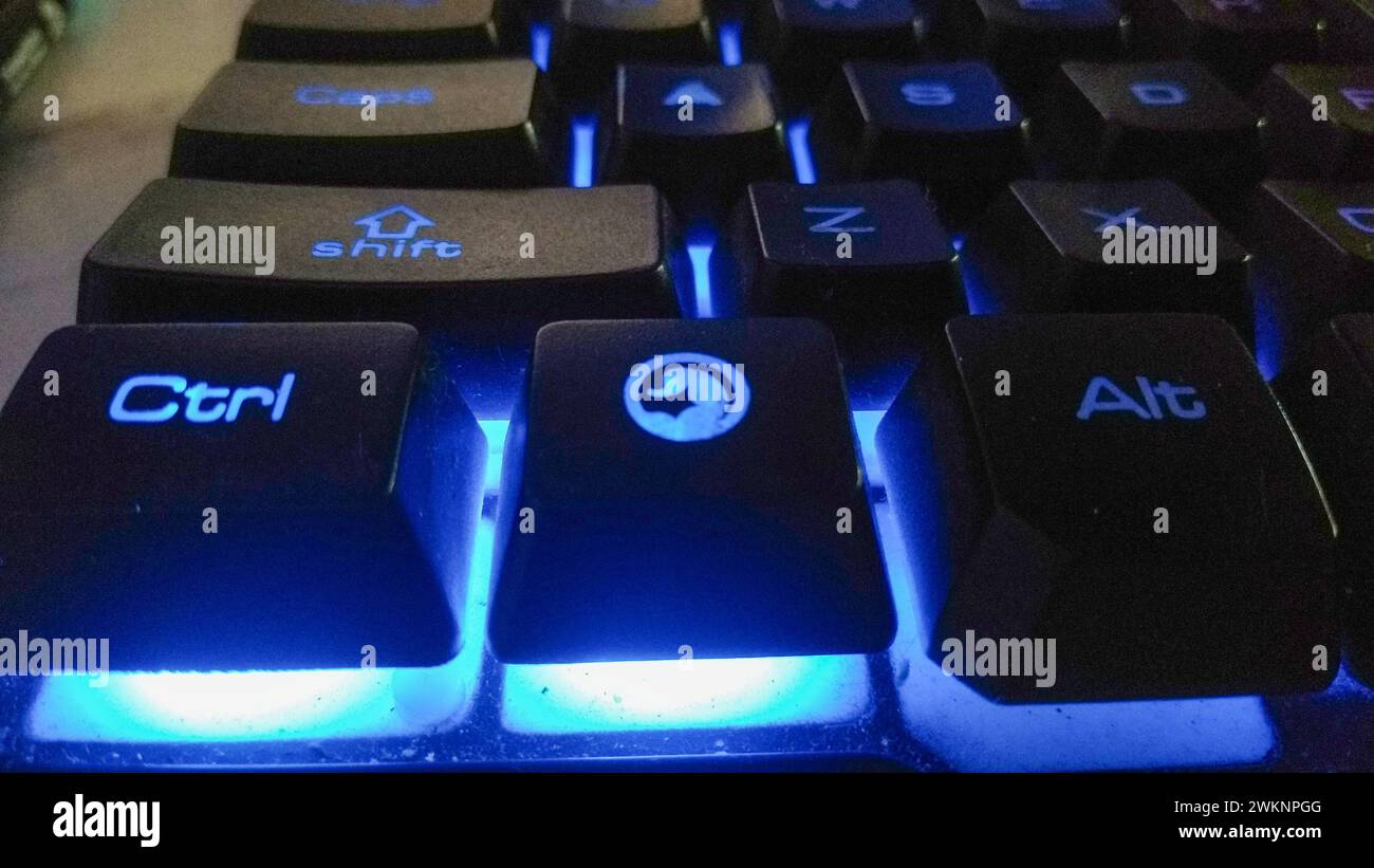 Photo of colorful glowing computer keyboard keys Stock Photo - Alamy