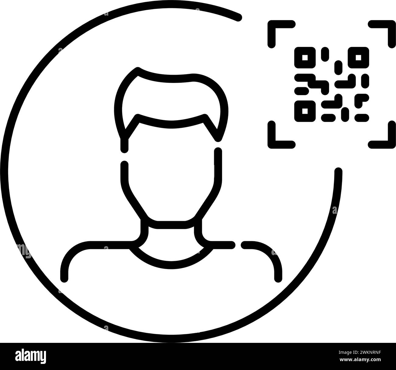 Male user account avatar and qr-code. P2P banking transfer. Pixel perfect icon Stock Vector ...