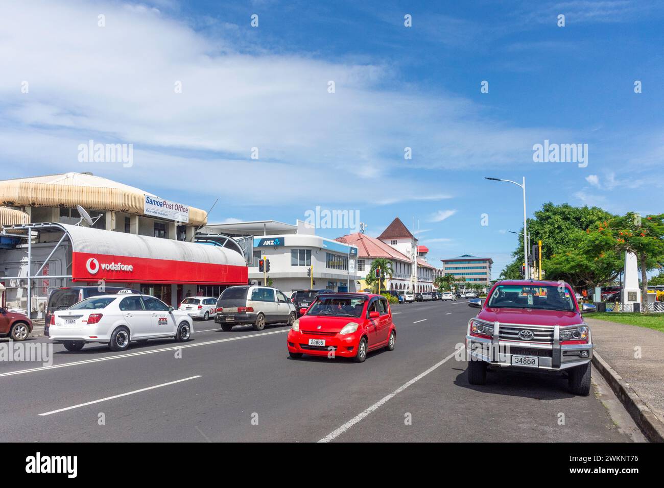 Beach road traffic shops apia city cities centre downtown upolu hi-res ...