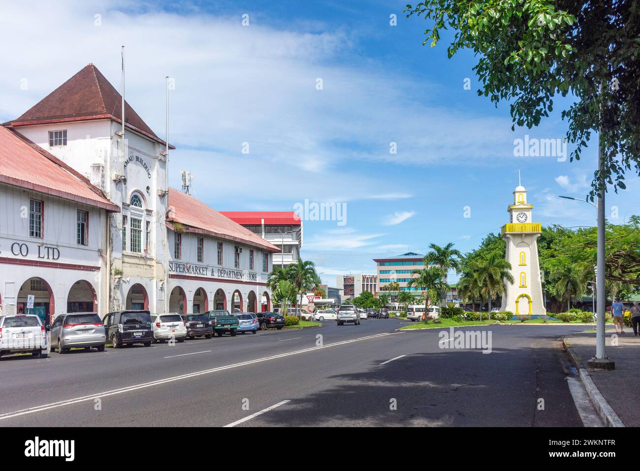 Beach road traffic shops apia city cities centre downtown upolu hi-res ...