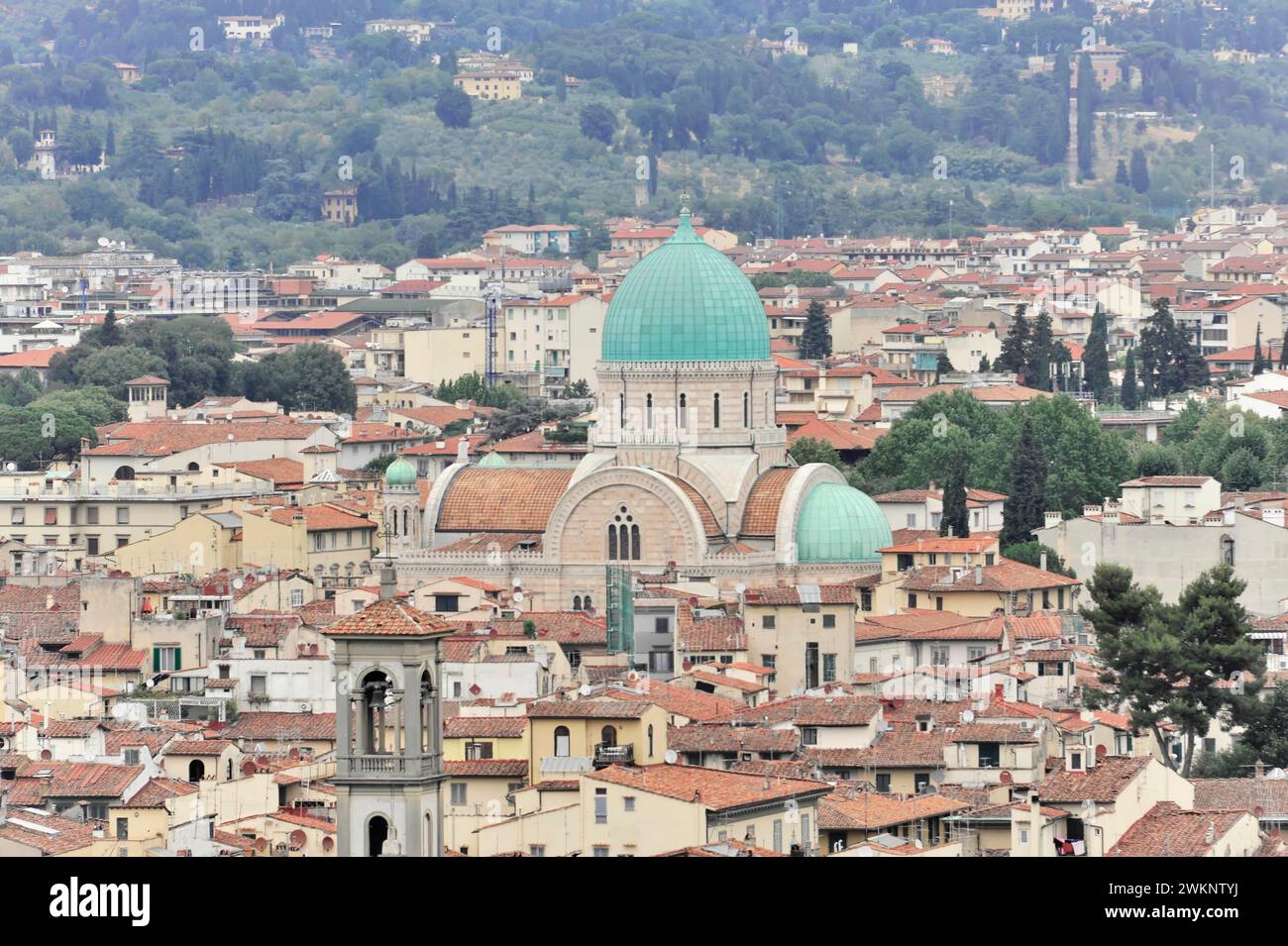 Jewish synagogue, seen from Piazzale Michelangelo in Florence, Italy ...