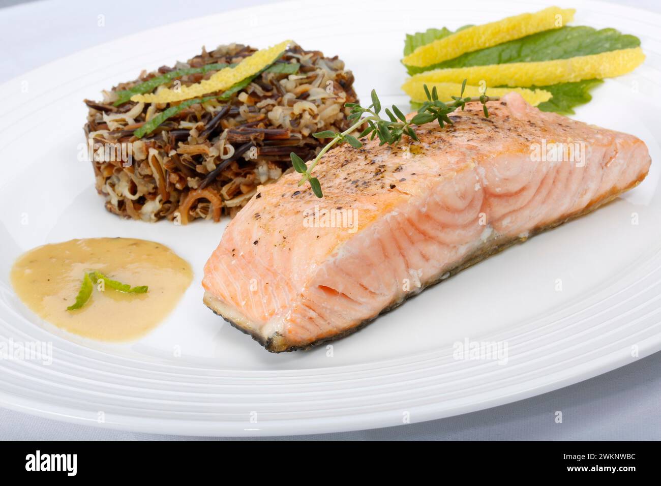 Southern German cuisine, fillet of Dreisam salmon with wild rice and ...