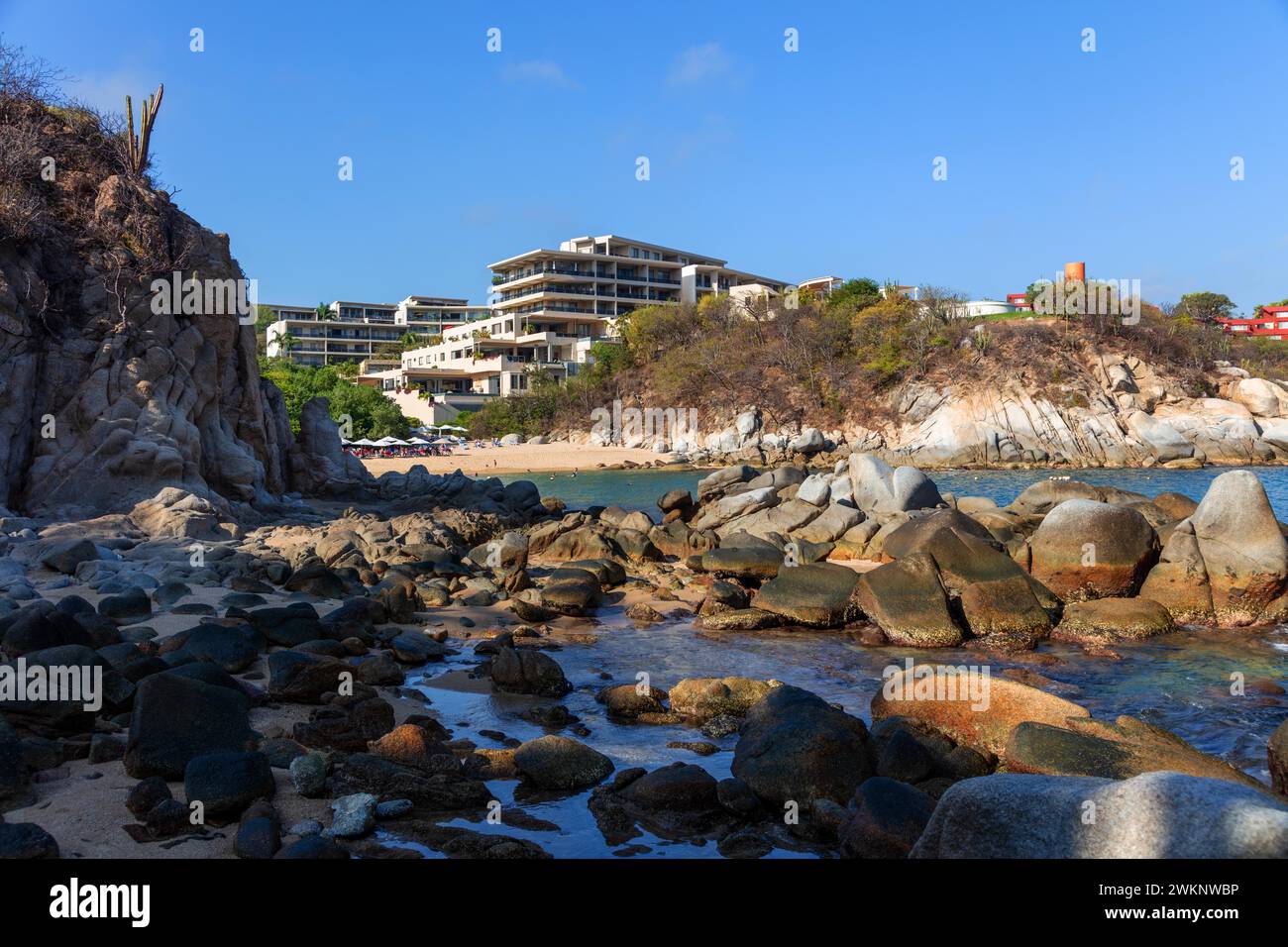 Rocky coast at Playa Arrocito in front of the Cosmo Residence, La ...