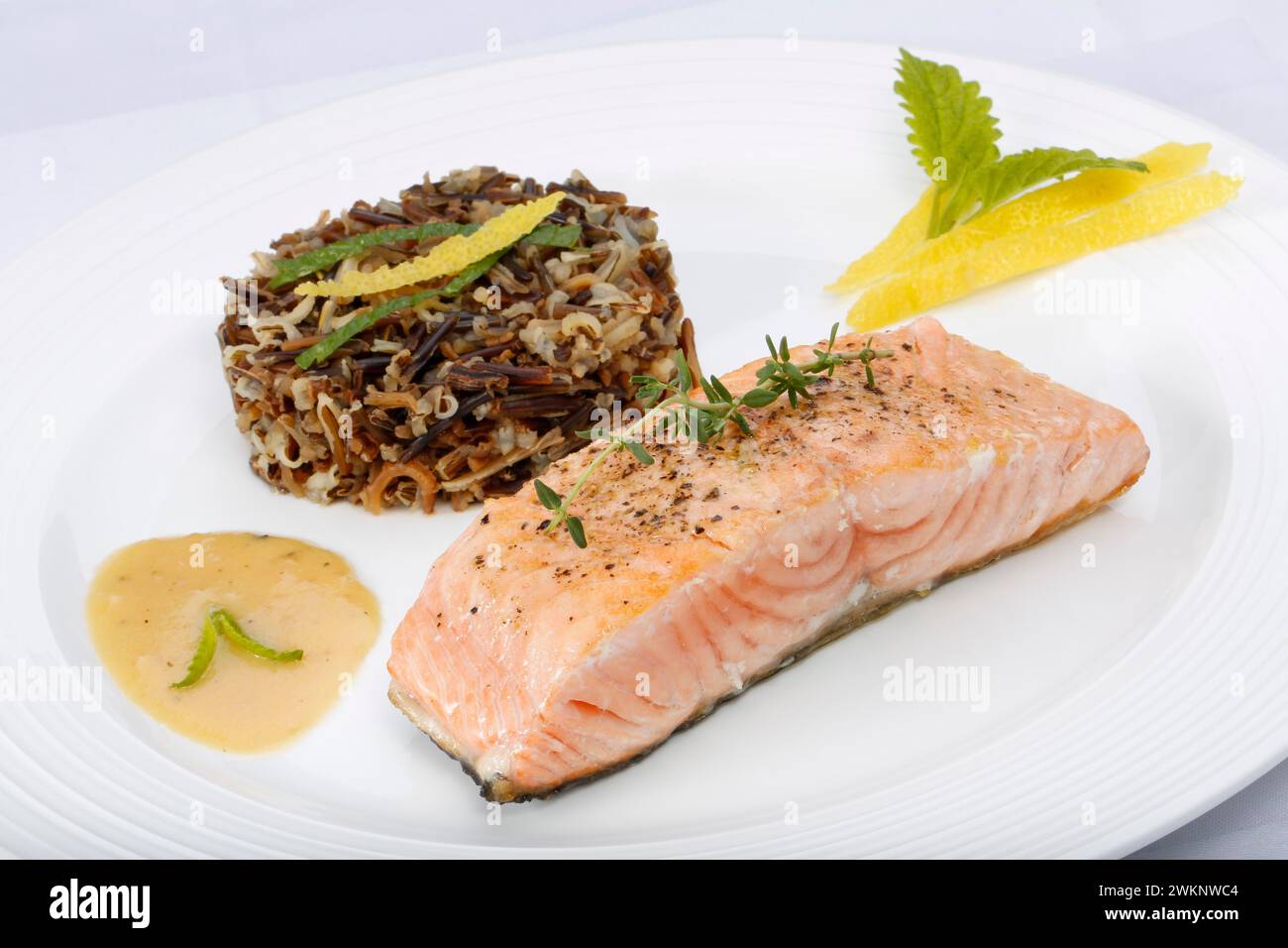 Southern German cuisine, fillet of Dreisam salmon with wild rice and ...