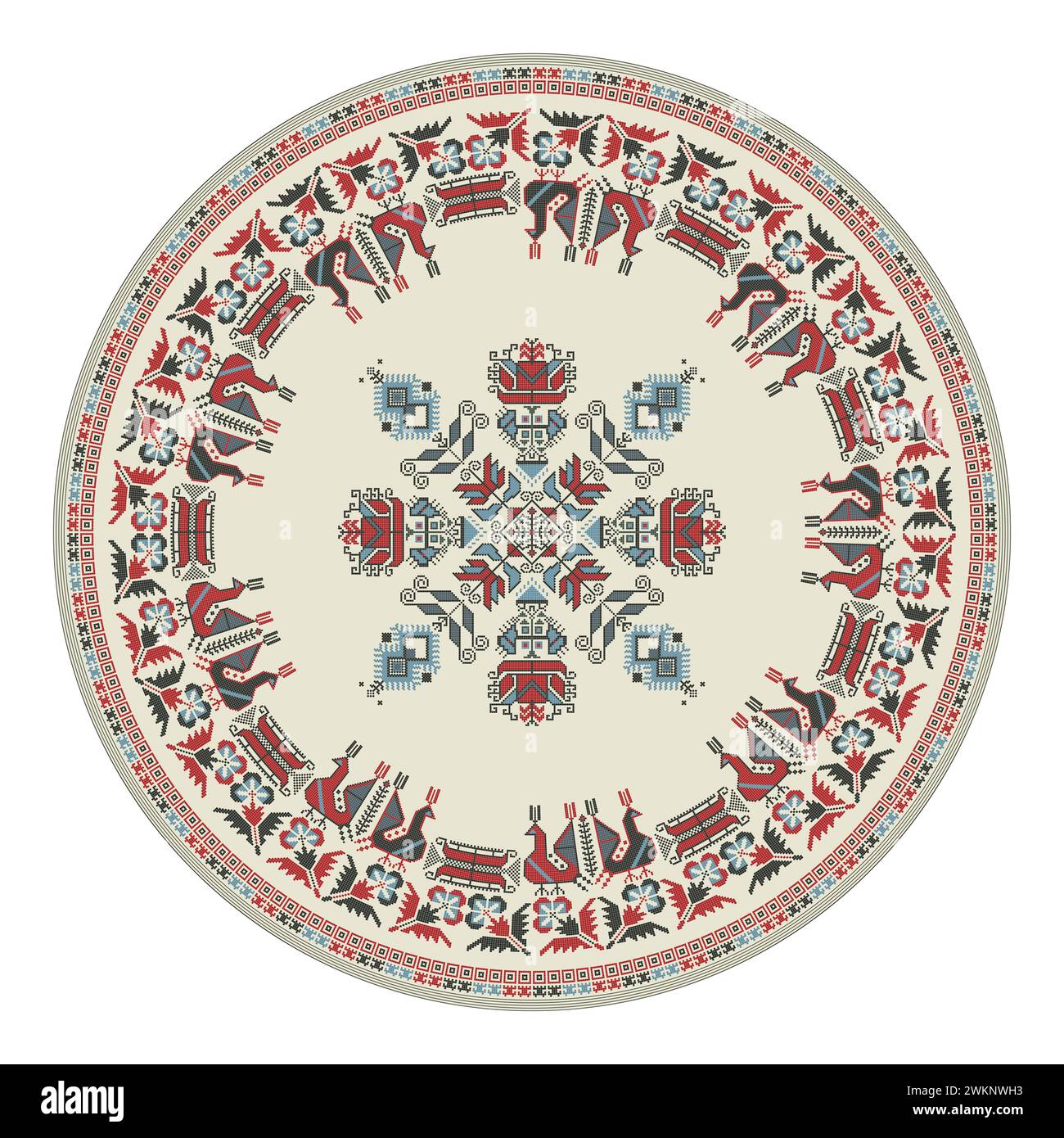 Traditional Bulgarian embroidery design element over white background ...