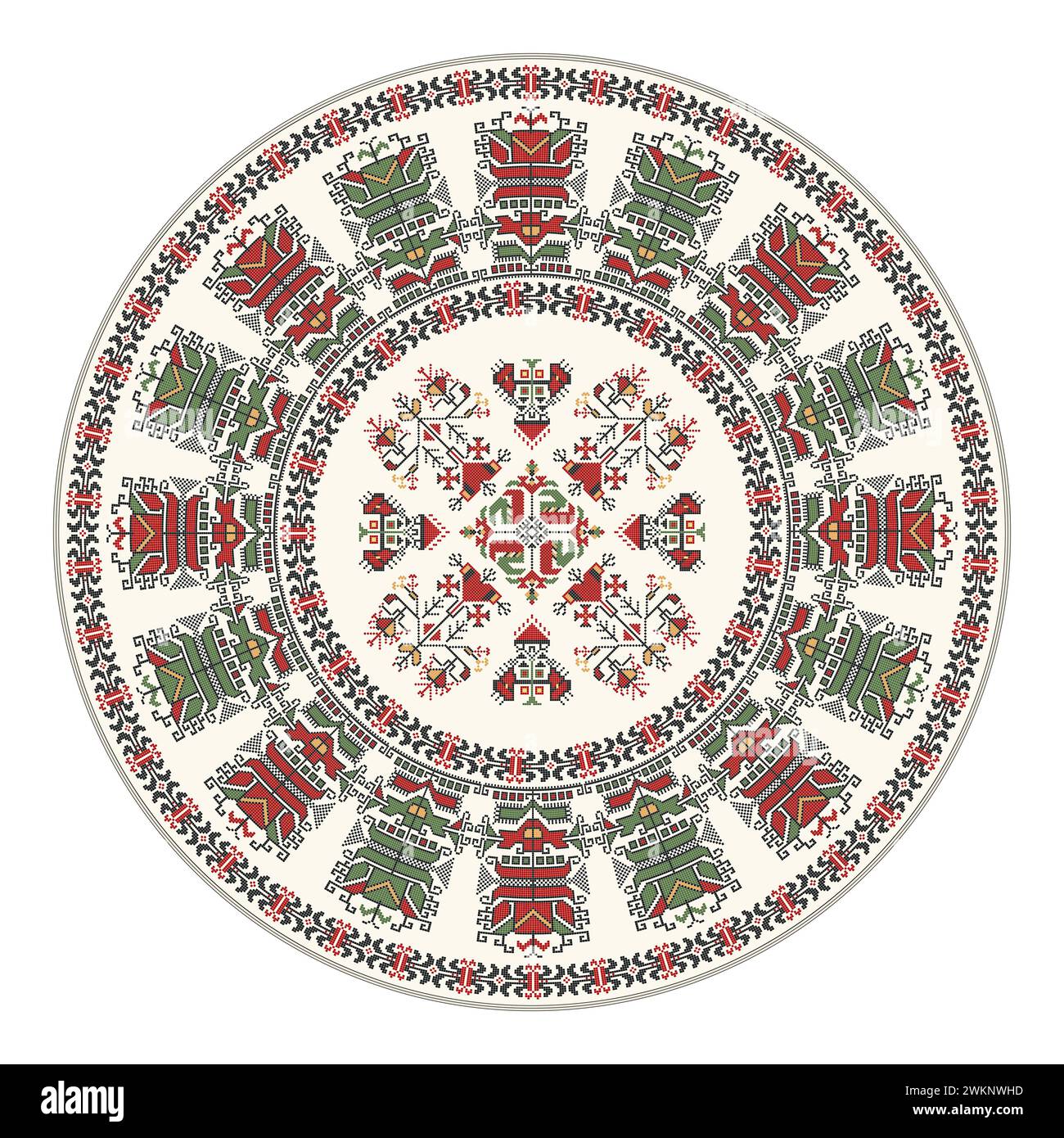Traditional Bulgarian embroidery design element over white background ...