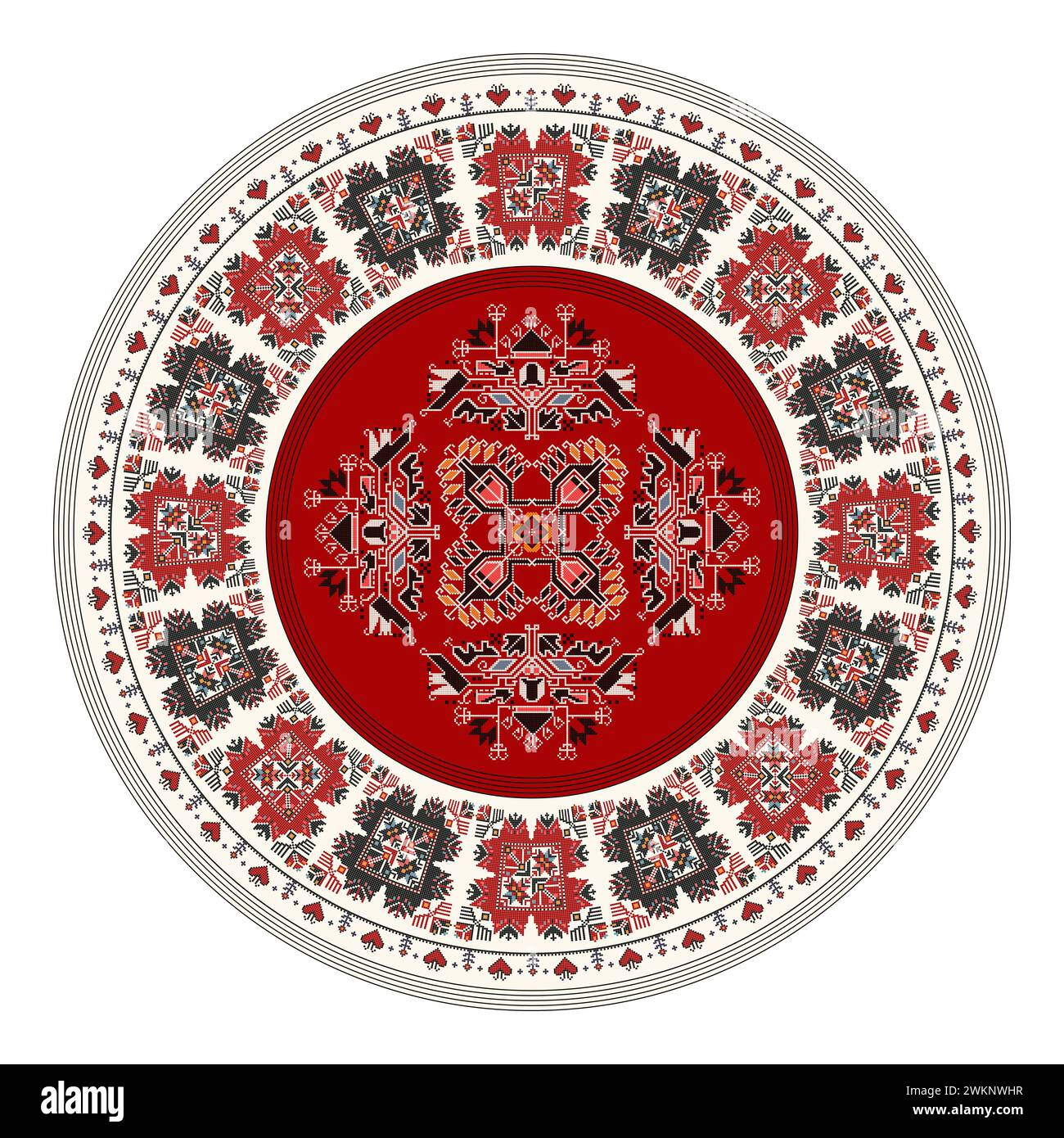 Traditional Bulgarian embroidery design element over white background ...