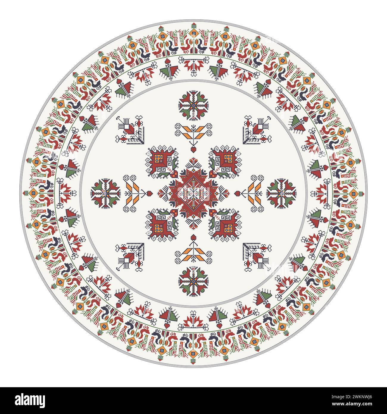 Traditional Bulgarian embroidery design element over white background ...