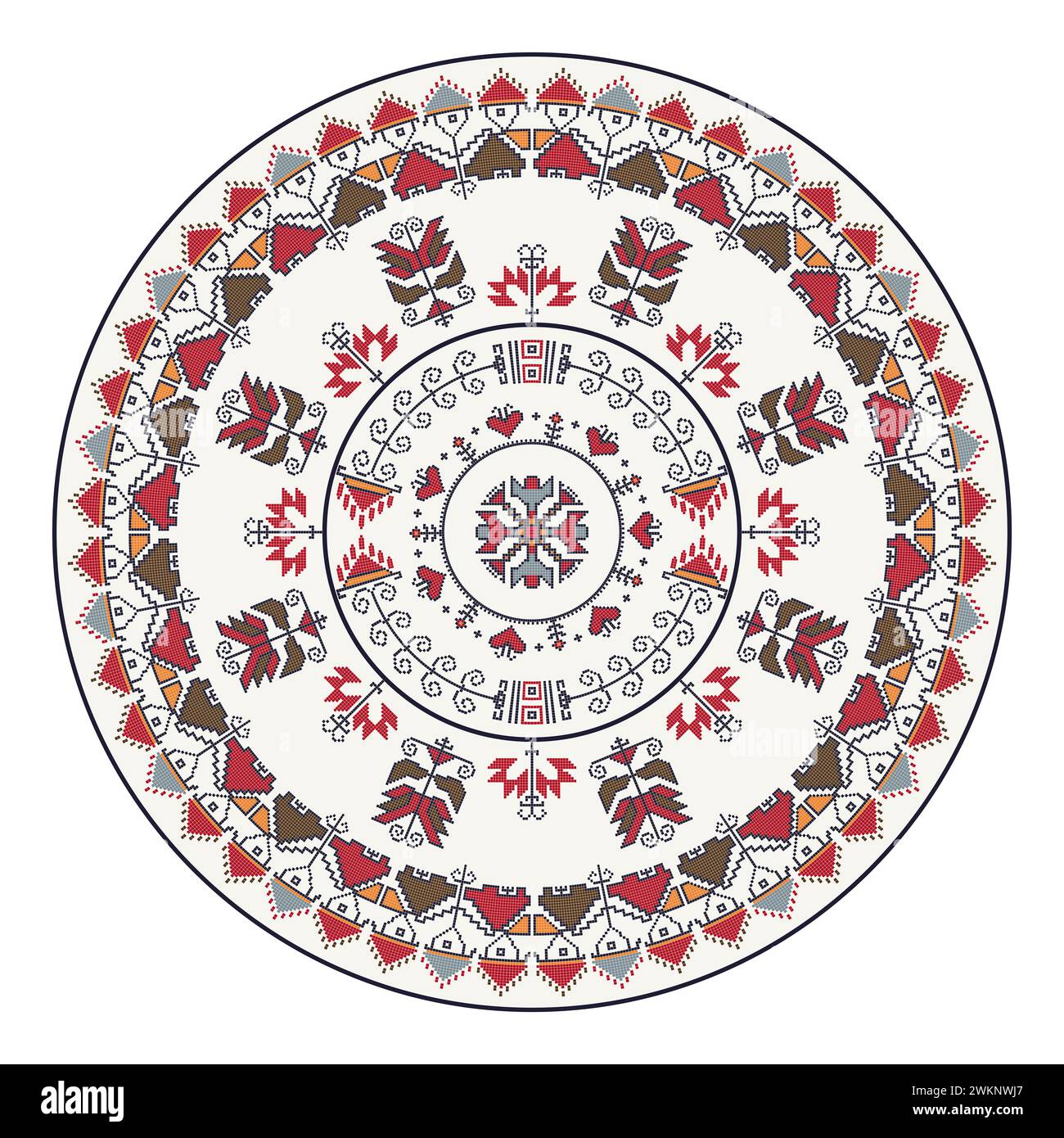Traditional Bulgarian embroidery design element over white background ...