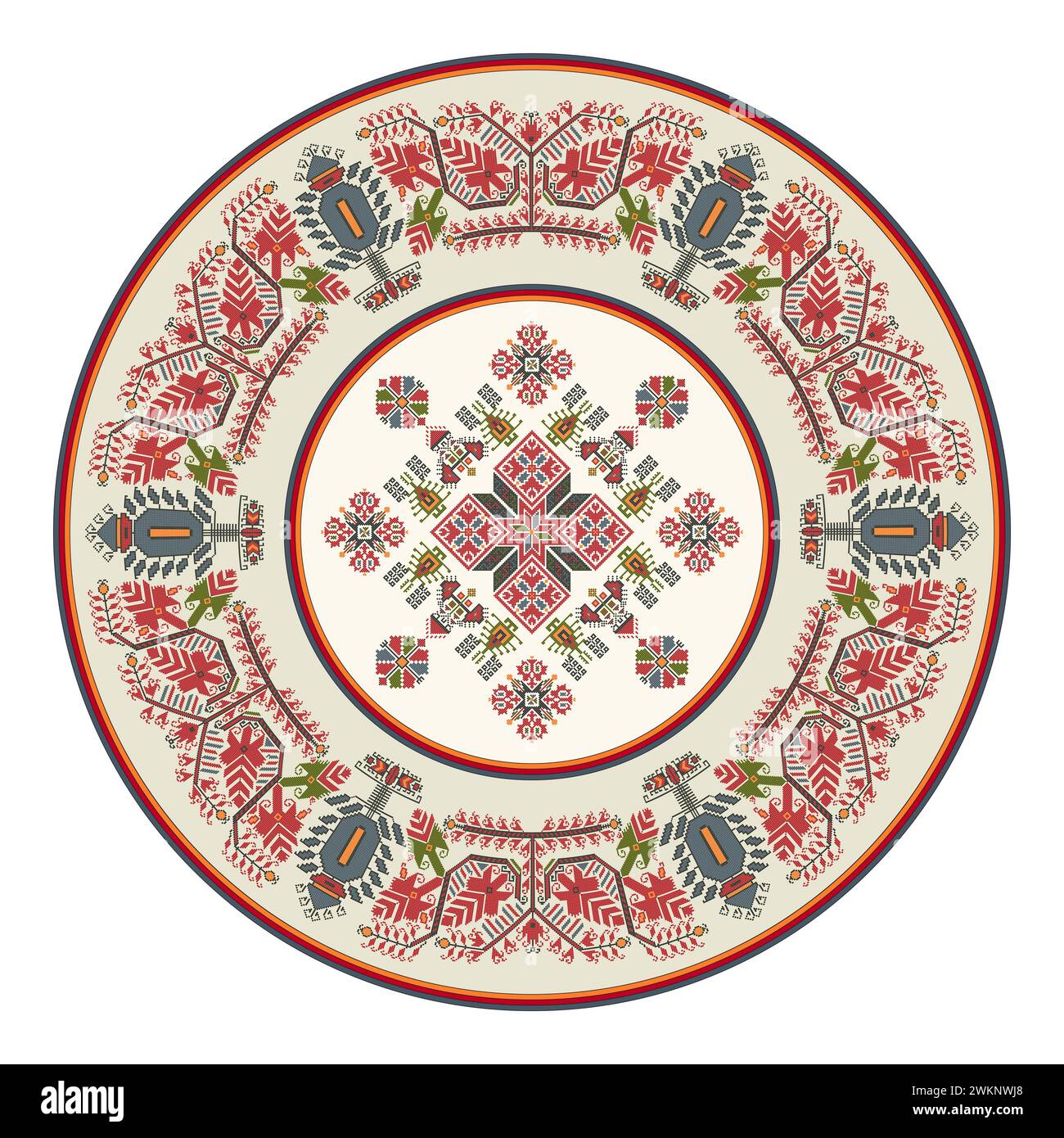 Traditional Bulgarian embroidery design element over white background ...