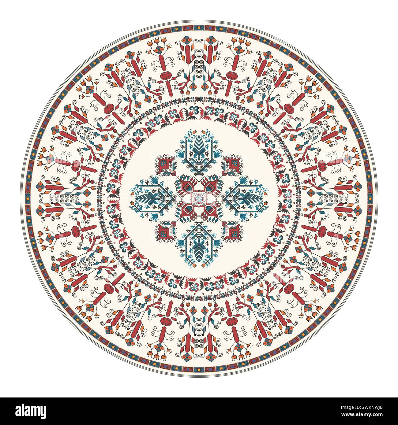 Traditional Bulgarian embroidery design element over white background ...