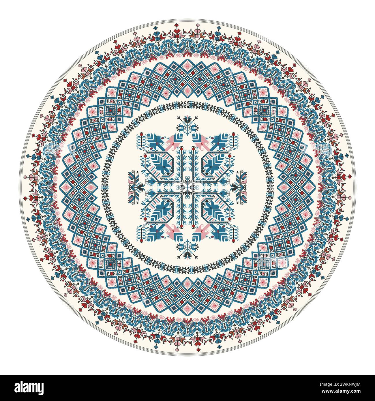 Traditional Bulgarian embroidery design element over white background ...