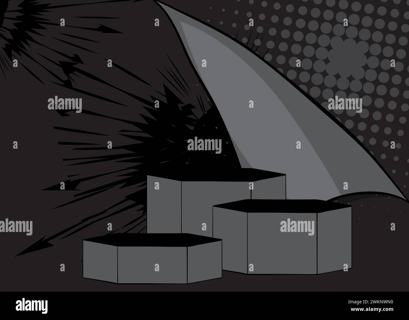 Comic Book Product podium stage for mockup presentation, retro pop art ...