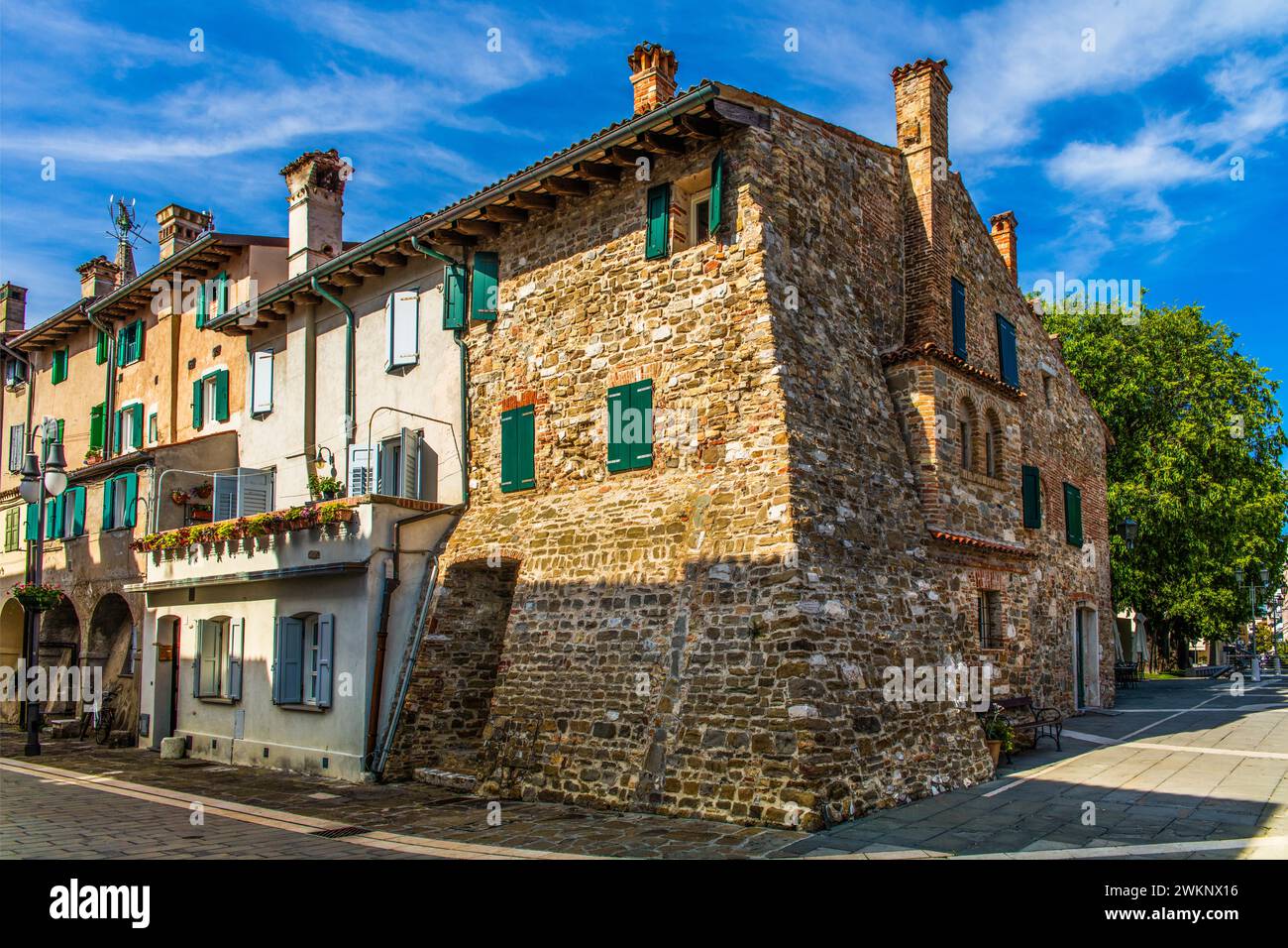Old town houses, Citta vecchia, island of Grado, north coast of the ...