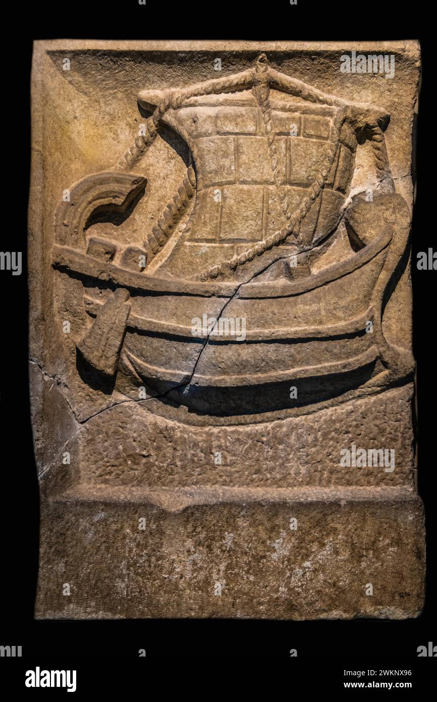 Metopa with merchant ship, 2nd century, National Archaeological Museum ...